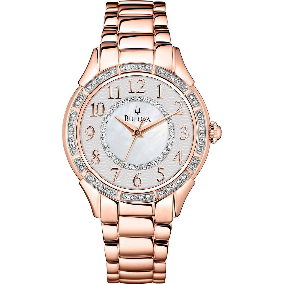 Bulova Crystals Rose Gold-Tone Watch 98L183