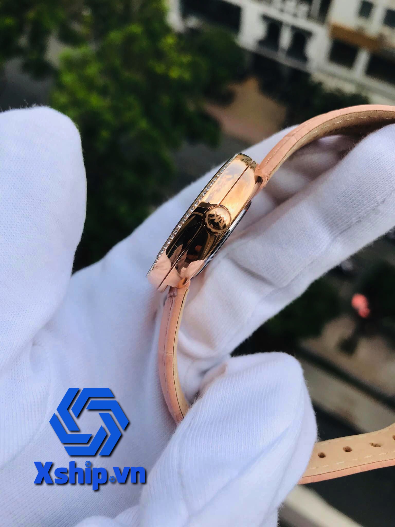 Michael Kors MK2718 Womens Courtney Rose Gold-Tone and Blush Croco ...