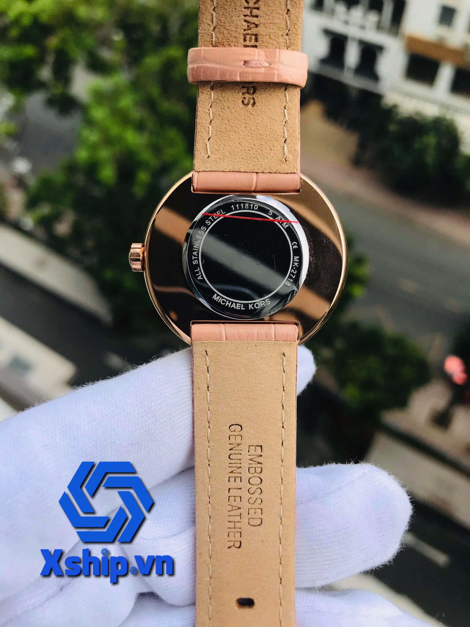 Michael Kors MK2718 Womens Courtney Rose Gold-Tone and Blush Croco ...