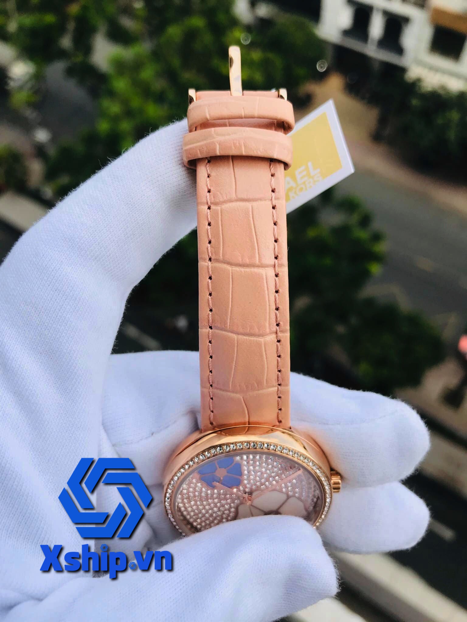 Michael Kors MK2718 Womens Courtney Rose Gold-Tone and Blush Croco ...