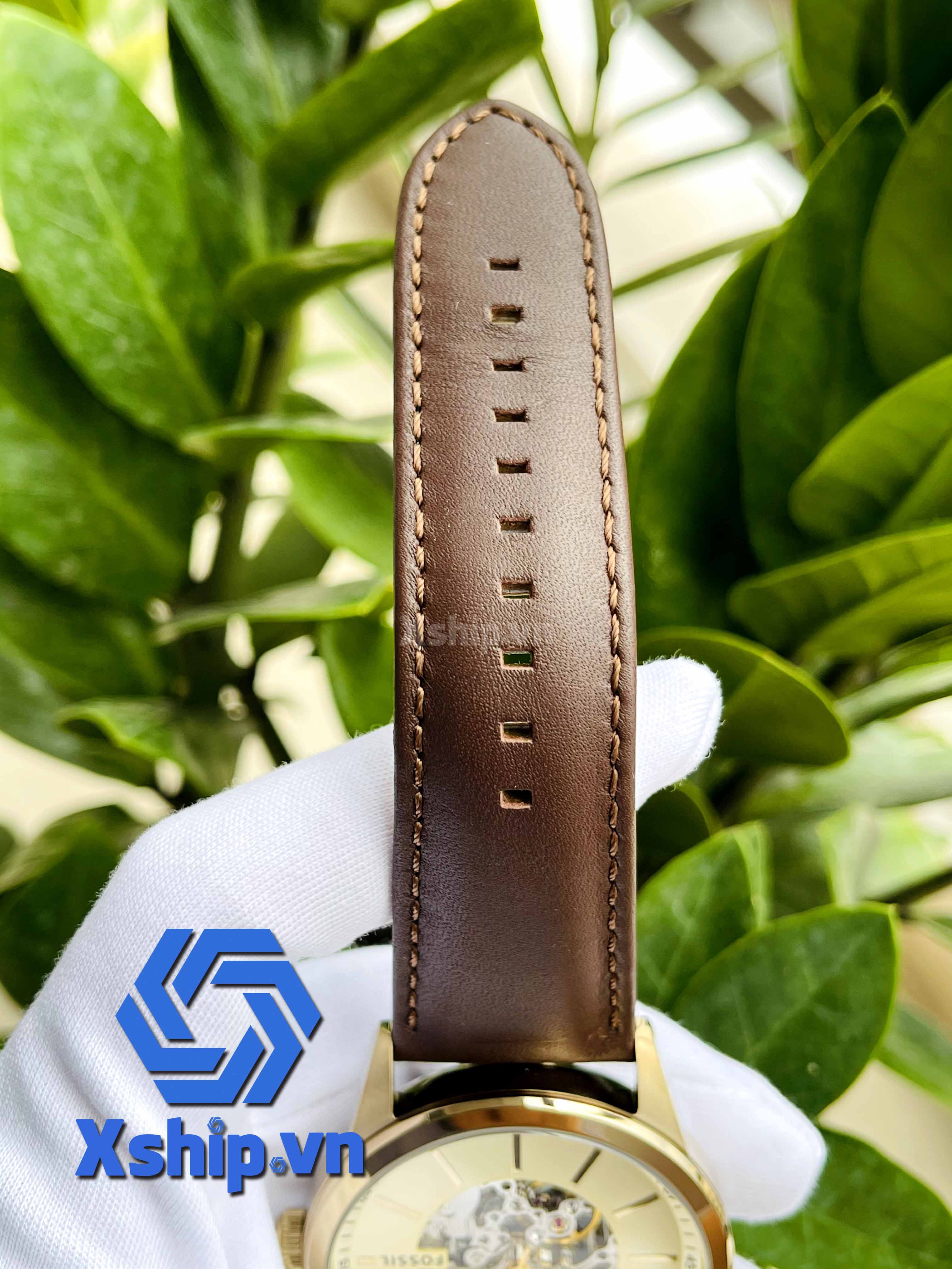 Fossil 48mm Flynn Automatic Brown Leather Watch BQ2382