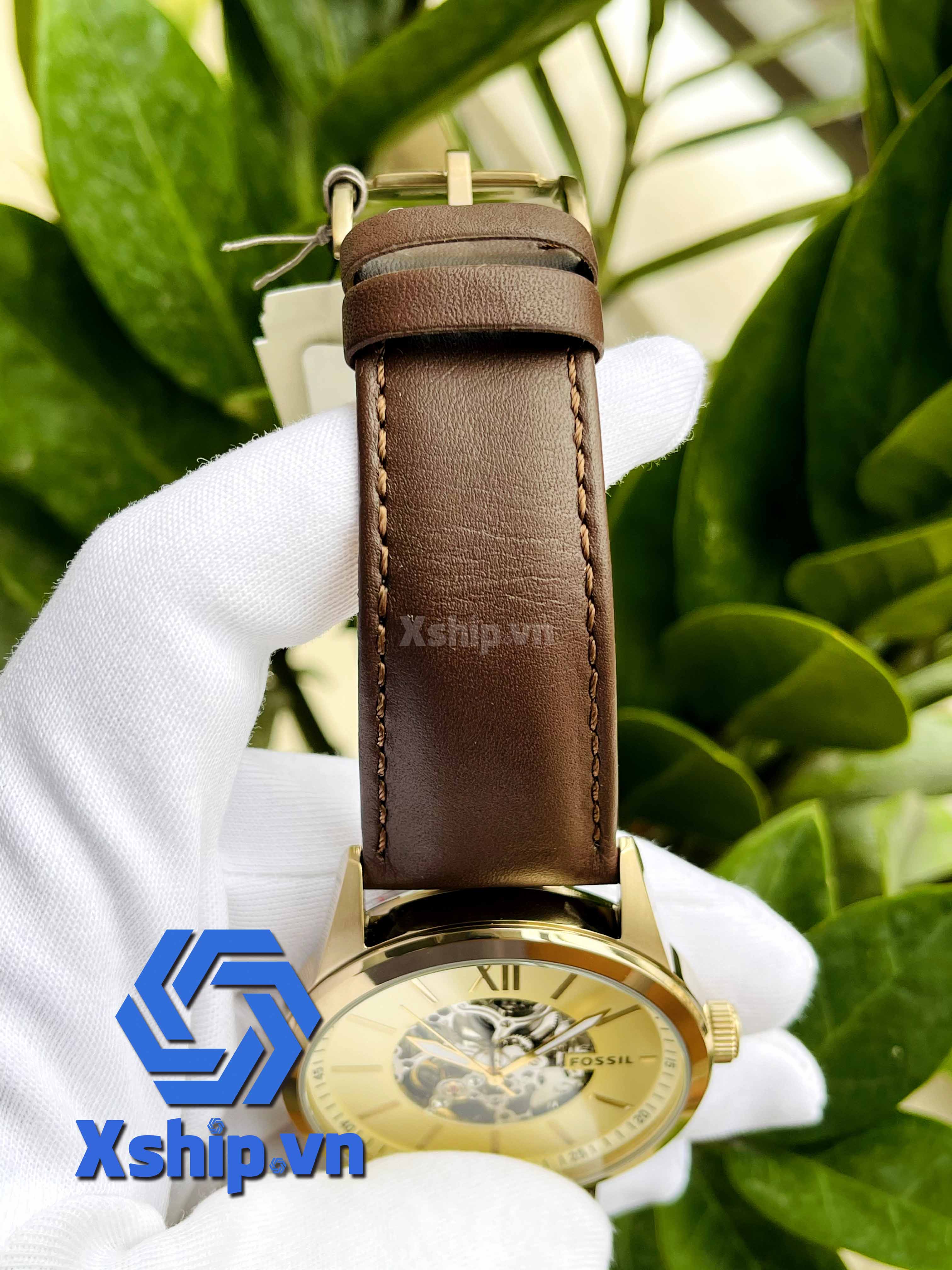 Fossil 48mm Flynn Automatic Brown Leather Watch BQ2382